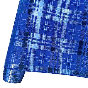 HYANG Matte Bronzing Embossing Grid Blue PU Faux Leather 1 Roll 12"X53"(30cmX135cm), Faux Leather Very Suitable for Crafts Making Leather Earrings, Bows, Handbag ，Sewing