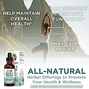 Nootropic Focus Supplement for Adults | USDA Organic Brain Supplement with Ginkgo Biloba & Astragalus | Focus & Adrenal Support | Brain and Memory Drops | Vegan | Non-GMO | Gluten Free | 30 Servings