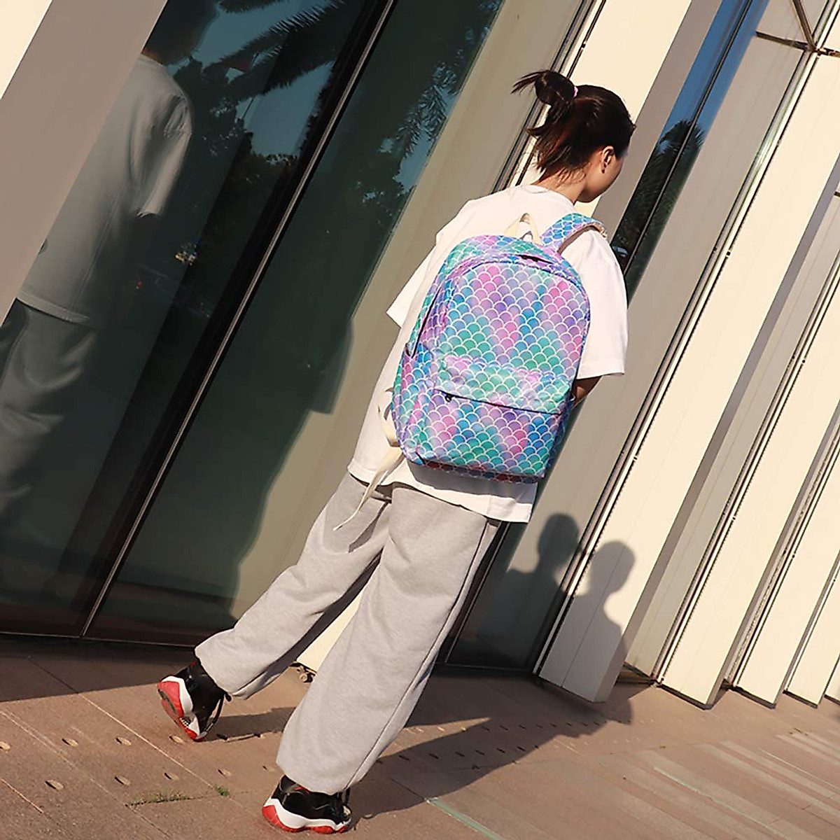 Mermaid Backpack for Girls, Blue School Bags Bookbags for Teenager