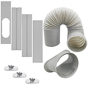 Portable Air Conditioner Window Vent Kit with 5.1” Exhaust Hose 6 Piece Window Seal for Portable Air Conditioner A/C Unit Universal for Sliding Horizontal or Vertical Windows