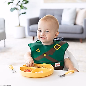 Bumkins Nintendo Bibs for Girl or Boy, SuperBib with Cape for Baby and Toddler 6-24 Months, Essential Must Have for Eating, Feeding, Baby Led Weaning Supplies, Mess Saving Catch Food, Legend of Zelda