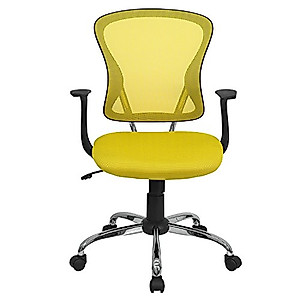 Flash Furniture Alfred Mid-Back Yellow Mesh Swivel Task Office Chair with Chrome Base and Arms