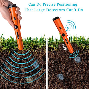 Pinpoint Handheld Metal Detector pinpointer - Metal detectors for Adults and Kids Include a 9V Battery and a Belt Holster Orange