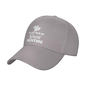 I'd Rather Be Ghost Hunting Baseball Hats for Original Classic Trucker Unisex Vintage Washed Adjustable Gray