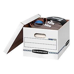 Bankers Box STOR/FILE Storage Boxes, Standard Set-Up, Lift-Off Lid, Letter/Legal, 6 Pack (0071303) , white