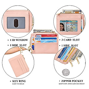 Sodsay Card Case Slim Front Pocket Wallet for Women Credit Card Holder with Keychain(Smooth Pink Lotus)