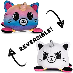 Toy Storage World Reversible Plushie Caticorn Toy - Caticorn Plush Toys, Double-Sided Caticorn Stuffed Animal with Happy & Angry Mood - Kawaii Plush Doll, Sensory Fidget Toy Gift for Kids & Adults