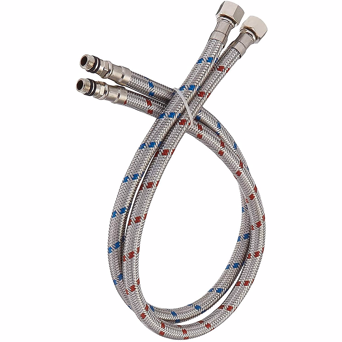 Greenspring 40-Inch Long Faucet Connector, 2Pcs Faucet Supply Lines, Kitchen Sink Toilet Hose Braided Stainless Steel Supply Hose 3/8" Female Compression Thread x M10 Male Connector (1 Pair)