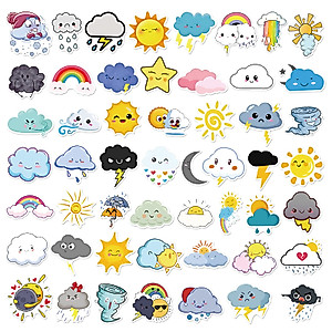 Funny Weather Stickers for Teens Inspirational Sticker for Water Bottles,Laptop,Bumper,Phone, Waterproof, Matte, 50 Pieces (Funny Weather)