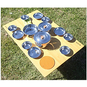 CAMPING MOON Cookware Set, 13PCS Stainless Steel Outdoor Camping Nesting Mess Kit Pots Pans, Magnetic Thick Bottom, Foldable Handle, Includes Storage Bag