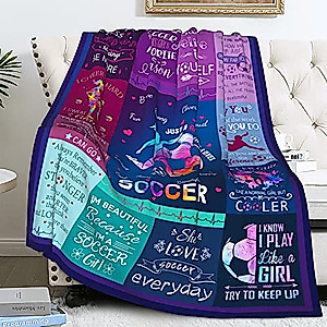 Soccer Blanket Gifts for Girls Ultra Soft Warm Flannel Throw Blankets Soccer Team Soccer Lover Gifts for Kids Teens Adults 50"x40"