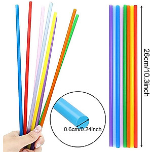 Tomnk 500 Pack Plastic Straws, 10.3'' High Disposable Straws Plastic Drinking Straws, Assorted Colors