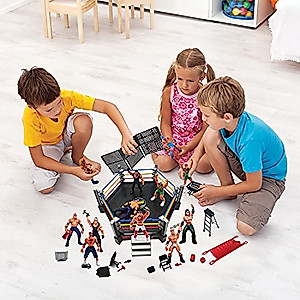ToyVelt 32-Piece Wrestling Toys for Kids - Wrestler Warriors Toys with Ring & Realistic Accessories - Fun Miniature Fighting Action Figures Includes 2 Rings - Great Gift for Boys and Girls