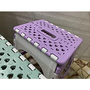 Shower Stool for Shaving Leg, TRANOMOS Foldable Shower Foot Rest, Foldable Shower Step for Shaving Leg, Small Corner Shower Foot Stool for Inside Shower, Plastic Pedicure Foot Rest, Purple