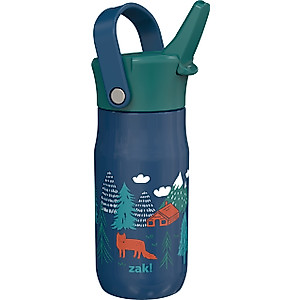 Zak Designs Harmony Kid Water Bottle for Travel or At Home, 14oz Recycled Stainless Steel is Leak-Proof When Closed and Vacuum Insulated (Animal)