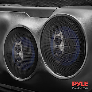 Pyle Four-Way Sound Speaker System - 8" Four-Way Quadriaxial Loud Audio, Non-fatiguing Butyl Rubber Surround, 500W w/ 4 Ohm Impedance and 3/4" Piezo Tweeter for Car Component Stereo PL84BL (Pair)