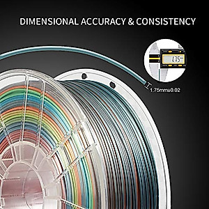 Silk Rainbow PLA 3D Printer Filament 1.75mm，NovaMaker Shiny Multicolor PLA Filament, 1kg Spool(2.2lbs), Dimensional Accuracy +/- 0.02 mm, Fit Most FDM Printer