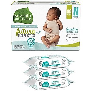 Seventh Generation Baby Diapers Chlorine Free Diaper Newborn Diapers Sensitive Protection Newborn 80 Count