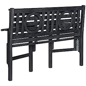 Safavieh PAT6714K Outdoor Collection Piedmont Grey Folding Bench, Dark Slate Gray