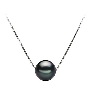 Kristine Black 8-9mm AA Quality Tahitian 14K White Gold Cultured Pearl Pendant For Women