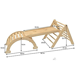 Avenlur Hazel 5-in-1 Indoor Climbing Gym - Waldorf and Montessori Climbing Set with Triangle Ladder, Climbing Ramp, Arch Climber, Rocker, and Slide - Montessori Toys for Children 18mo to 7yr (Rainbow)