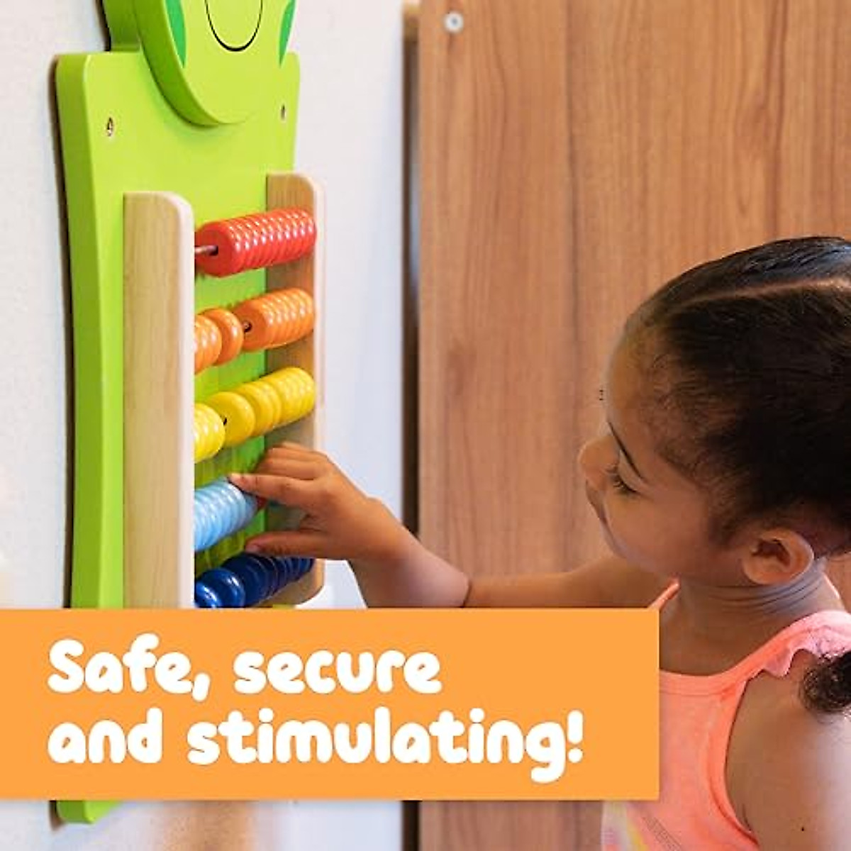 SPARK & WOW Frog Activity Wall Panel - Ages 18m+ - Montessori Sensory Wall Toy - Abacus Activity - Busy Board - Toddler Room Décor