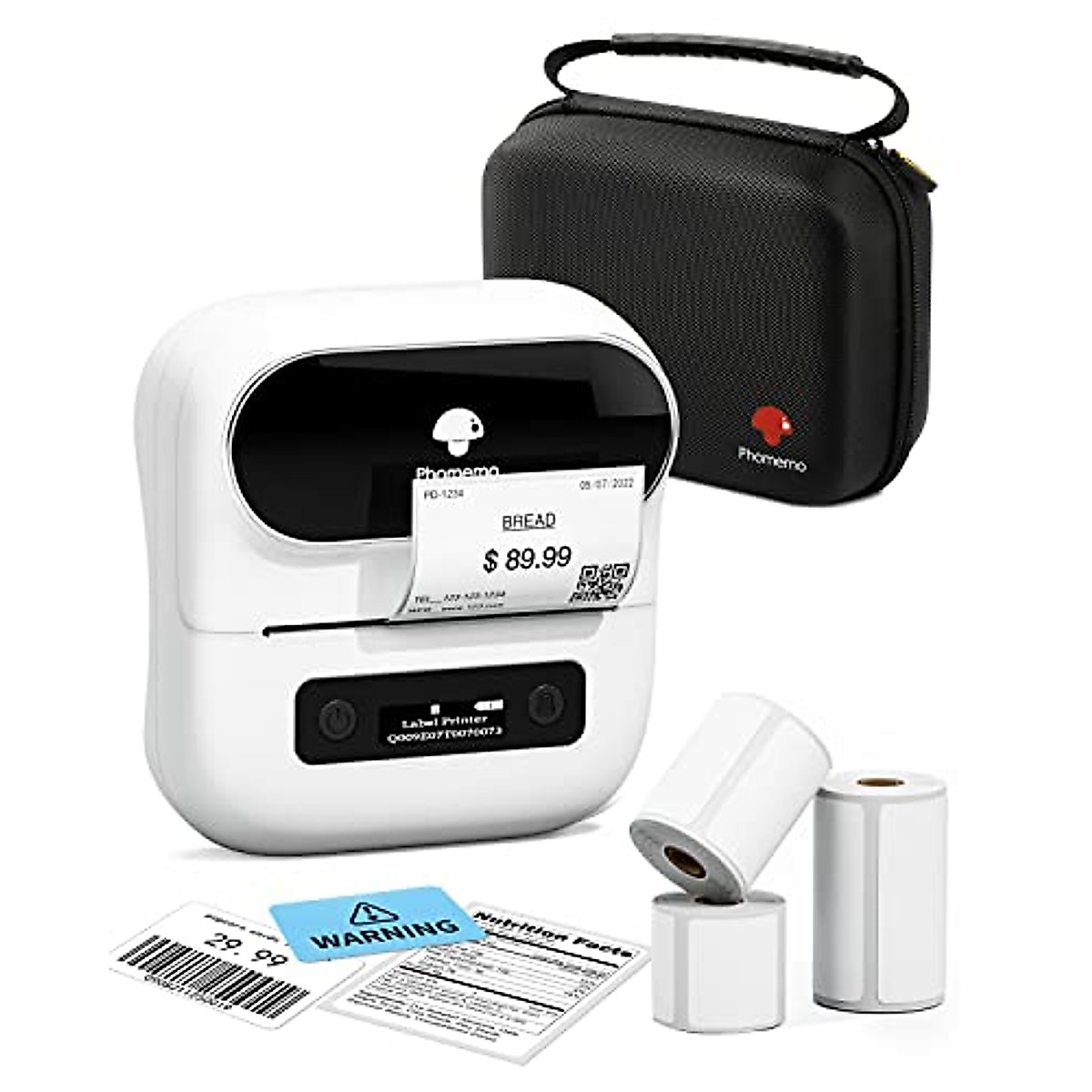 Phomemo Label Maker, Bluetooth Label Printer for Barcode, Address, Home, Mailing, Small Business, Clothing, Portable Label Maker Easy to Use with 3 Rolls Label & Bag