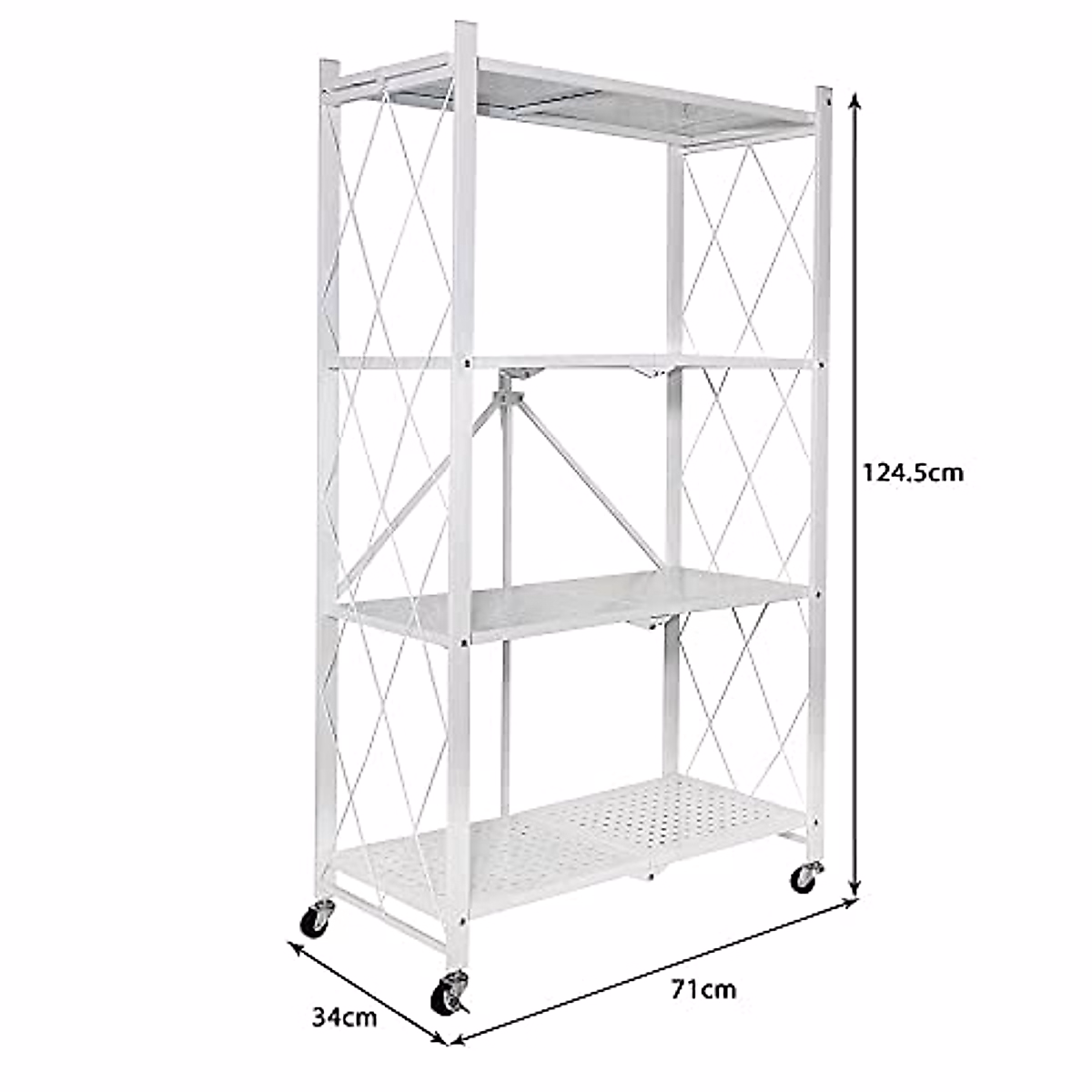 ATAAY Storage Trolley with Wheels, Kitchen Trolley Utility Cart Storage Rack Shelves for Kitchen Home Office Bathroom Garage, Folding/C