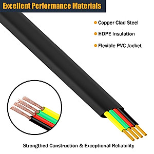 15FT Telephone Extension Cord Cable, Landline Phone Line Wire with RJ11 6P4C Plugs, Includes Cable Clips - Black - 2 Pack