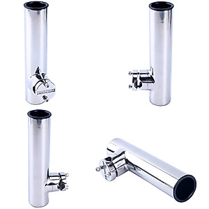 Amarine Made 4Pcs Lower Clamp Fishing Pole Rod Holder for Boat, Stainless Clamp on Fishing Rod Holder for Rails 7/8" to 1"