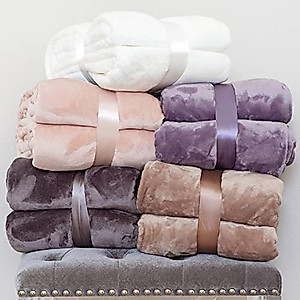 Kingole Flannel Fleece Microfiber Throw Blanket, Luxury Lavender Purple Travel/Throw Size Lightweight Cozy Couch Bed Super Soft and Warm Plush Solid Color 350GSM (50 x 60 inches)