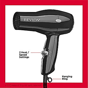 Revlon Compact Hair Dryer | 1875W Lightweight Design, Perfect for Travel, (Black)