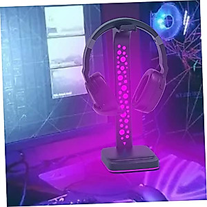 SOLUSTRE Headset Head Accessories Multipurpose LED Holder Gamer Mm Extender Light Table Earphone Desktop RGB Game for Black with USB Gaming Storage Stand Headphone Hub Desk