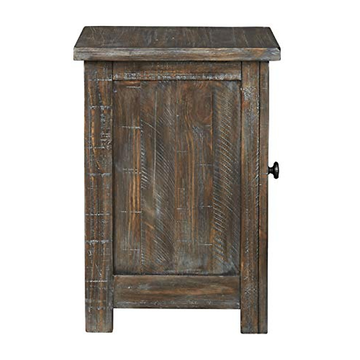 Signature Design by Ashley Danell Ridge Rustic Chair Side End Table with Double Cabinet Doors and 1 Storage Shelf, Brown