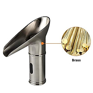 JinYuZe LED Touchless Bathroom Sink Faucet Automatic Electronic Sensor Waterfall Lavatory Faucet, Single Hole Brushed Nickel