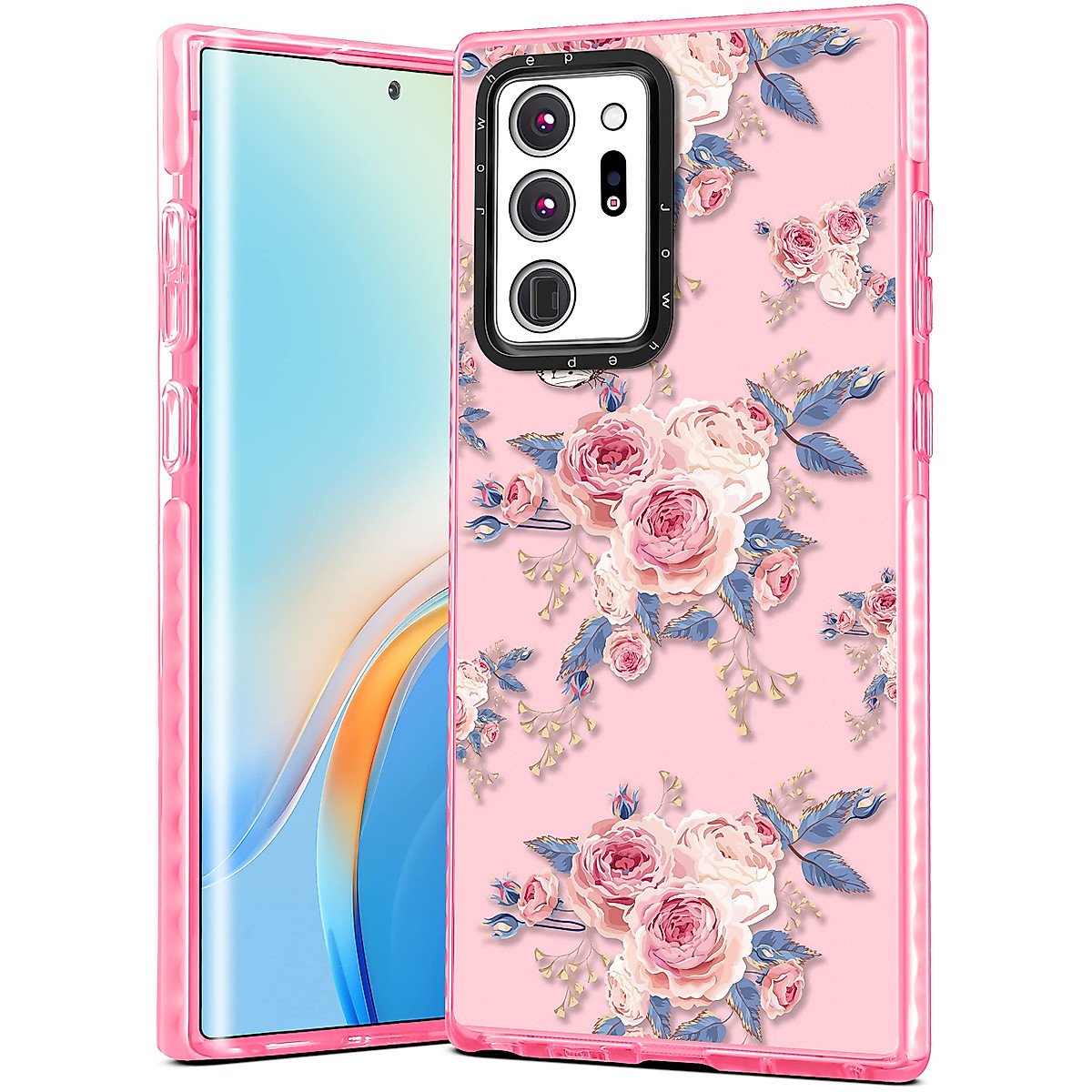 Jowhep Flower Floral for Samsung Galaxy Note 20 Ultra Case Aesthetic Art Flowers Girly for Girls Kids Women Phone Cases Cover Fun Soft TPU Bumper Protective Case for Samsung Galaxy Note 20 Ultra