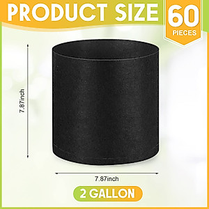 Nuanchu 60 Packs 2 Gallon Grow Bags Bulk Aeration Fabric Pot with Handles Thickened Nonwoven Garden Bags to Healthy Root Growth Vegetables Heavy Duty Grow Pots Planting Bag Planter for Flower Fruits