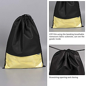 BUYGOO 12PCS Travel Shoe Bags Waterproof Non-Woven Storage With Rope for Men and Women Large Shoes Pouch Packing Organizers - 17.3" X 12.6" (Black)