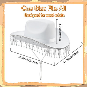 quescu Bridal Cowboy Hat and Veil Bachelorette Party,White Cowgirl Hat Wedding Bridal Shower Decoration (Style 2)