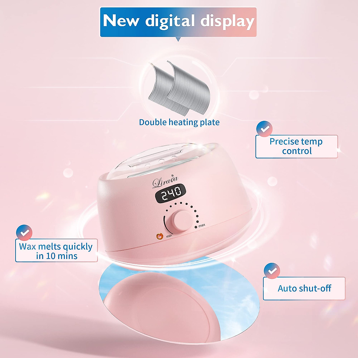 Lirava Digital Wax Warmer Kit for Hair Removal, Waxing Kit for Women Men, At Home Hard Wax Kit for Sensitive Skin Brazilian Facial Hair Body with 4 Bags Wax Beads Target All Types of Hair