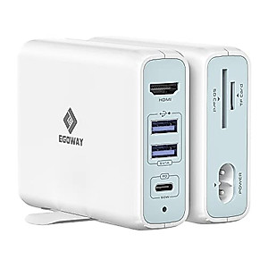 USB C Hub, E EGOWAY 6 in 1 Multiport Adapter Portable USB C Hub with 65W GaN Power Delivery, USB 3.0 Ports, 4K HDMI Port, SD/TF Card Reader Compatible with MacBook Pro, iPad Pro and More USB C Device