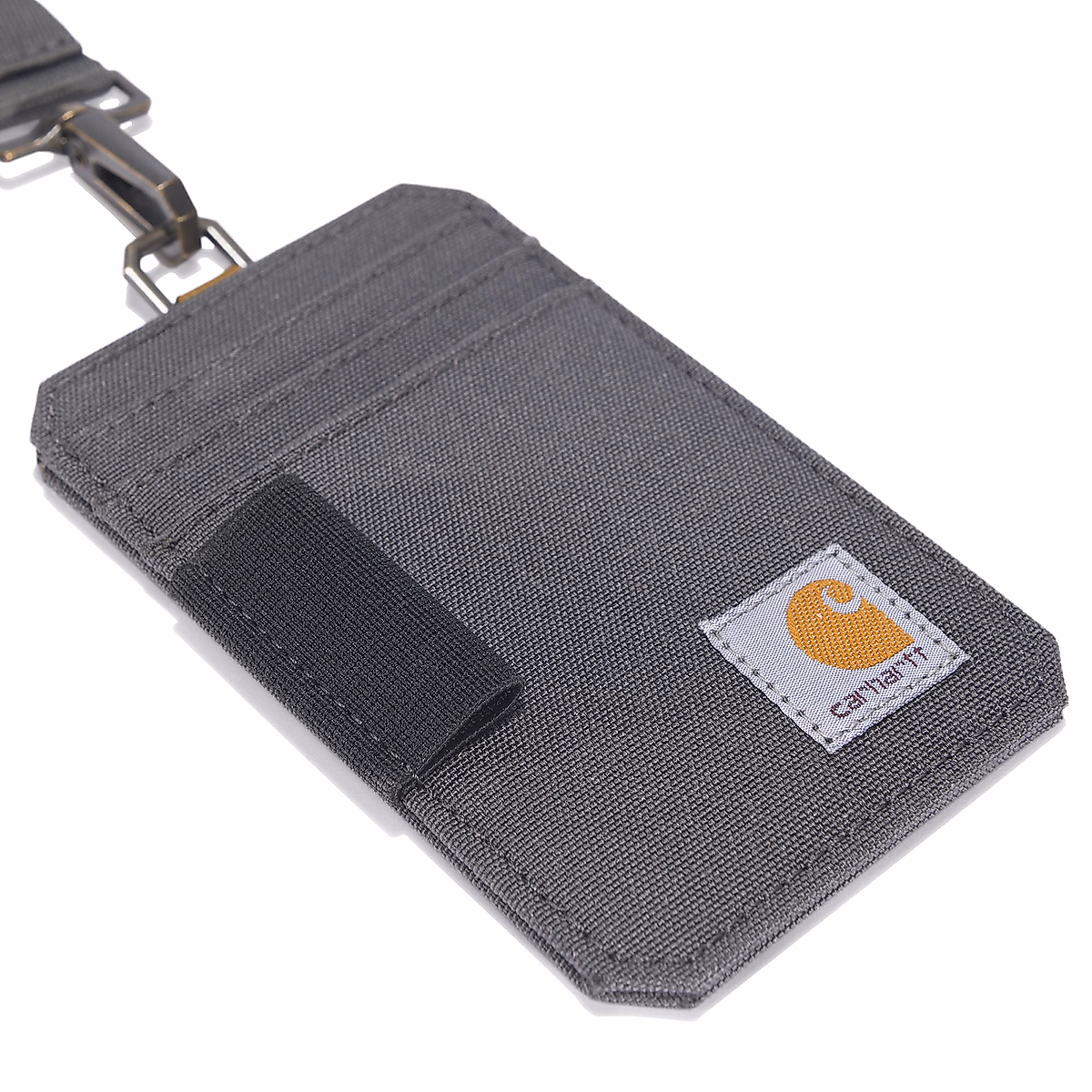 Carhartt unisex adult Nylon Duck Id Holder and Lanyard, Water-repellent Canvas Id Holder With Reflective Lanyard Wallet, Nylon Duck (Gravel), One Size US