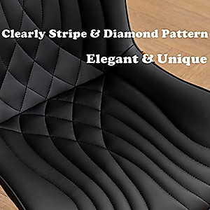 YOUTASTE Office Chair Modern Armless Desk Chair, Height Adjustable Swivel Rocking Computer Task Chair, Faux Leather Sewing Chairs with Wheels, Stylish Lounge Vanity Chair,Black