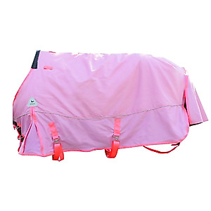 Turnout Blanket for Horses, Waterproof Thickened Horse Sheet with Detachable Neck Cover,1600D Nylon Outer, 400g Heavy Weight Filling (Pink, US 81IN(EU 155cm))
