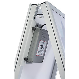 Displays2go Illuminated Sandwich Boards, Double Sided, Aluminum Construction, PVC Lens – Silver Finish (LEDABRD28)