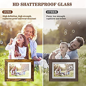 EOMEOH Picture Frames Set of 10, Wood Picture Frame with Mat and HD Glass Including 4×6 5×7 8×10 Inch Photo Frames for Wall or Tabletop (Brown)