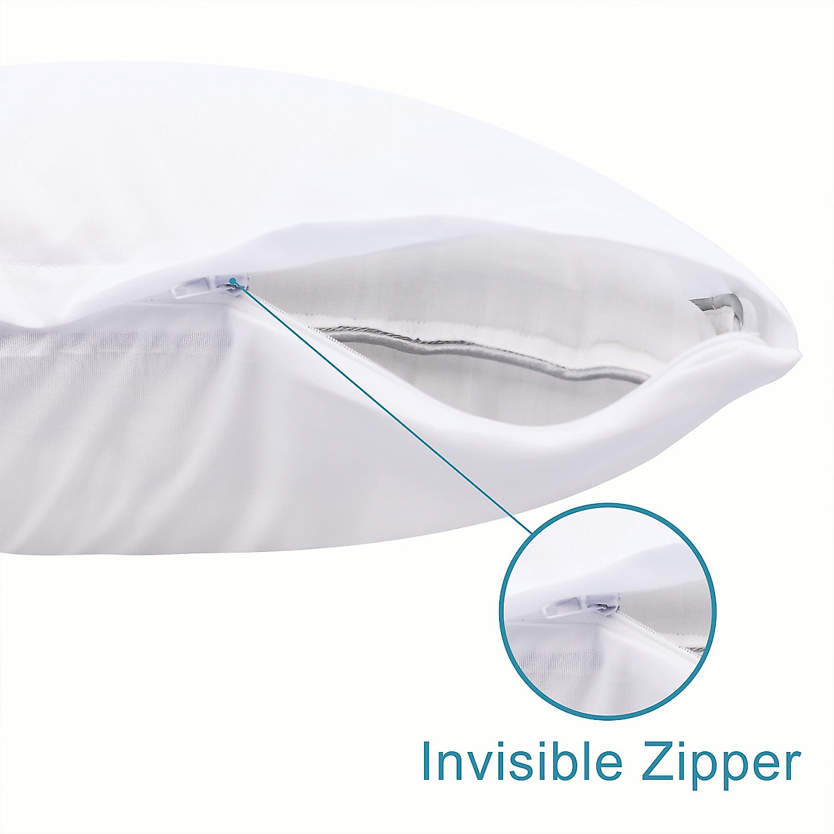 NTBAY 4 Pack Zippered Waterproof King Pillow Protectors, Super Soft Quiet Zip Pillow Protectors, 20x36 Inches Jersey Pure White Waterproof Pillow Cases Covers