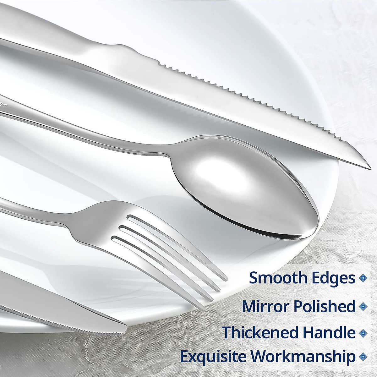 Eisinly 20-Piece Silverware Set Service for 4, Food Grade Stainless Steel Flatware Cutlery Set Kitchen Utensils Set with Steak Knives For Home Restaurant Hotel, Mirror Polished