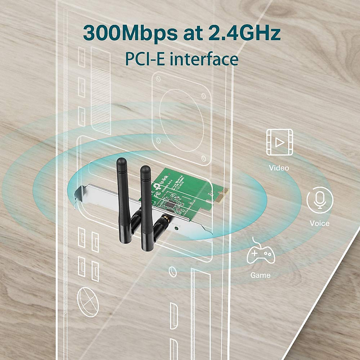 TP-Link N300 PCIe WiFi Card (TL-WN881ND), Wireless network Adapter card for PC
