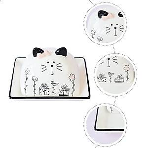 Hemoton Butter Holder Butter Box Clamshell Dish Household Ceramics Cheese Dish